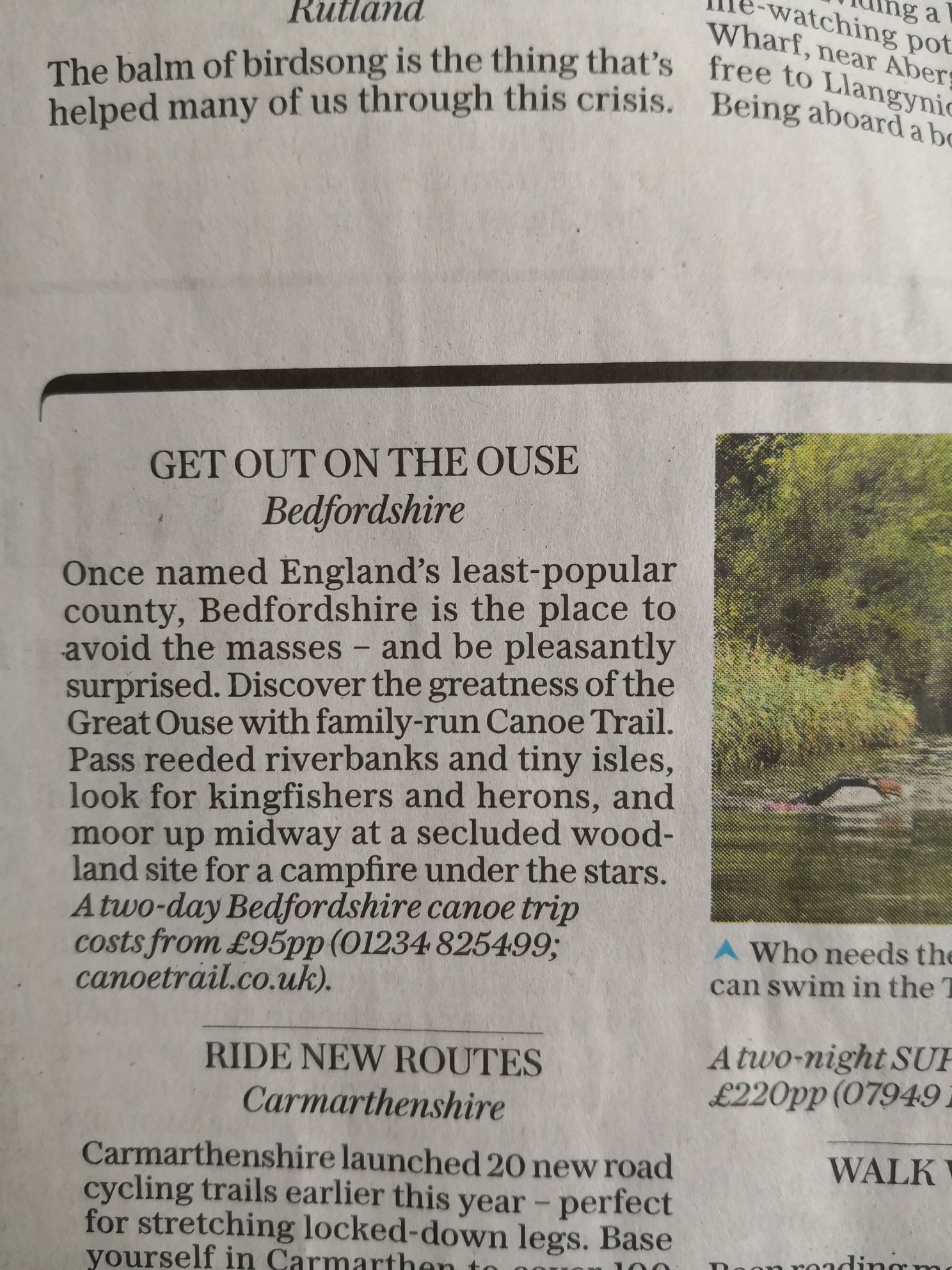 Canoe Trail Features In The Daily Telegraph Canoe Trail